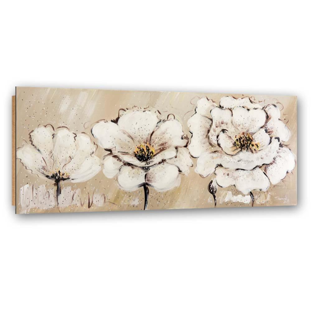 Quadro deco panel, Tre fiori bianchi - 150x50 | Leroy Merlin