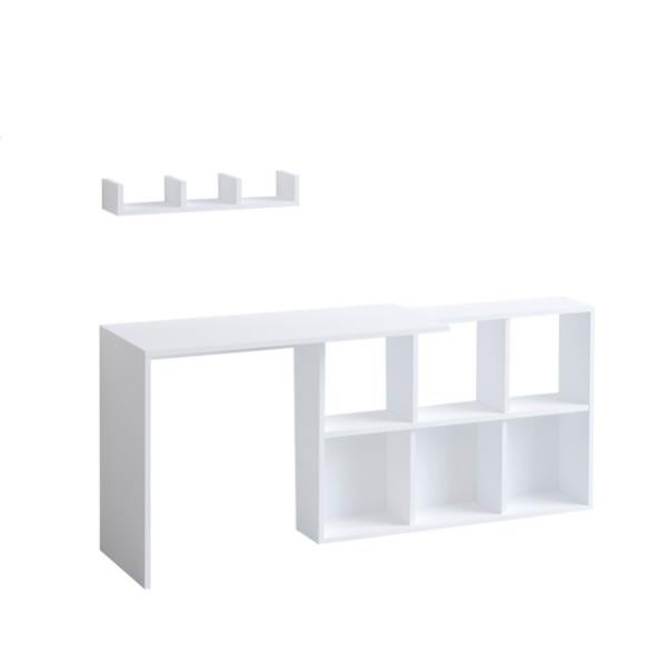Scrivania Bianca 145x45x74 Con Ripiani Laterali E Mensola Jack | Leroy ...