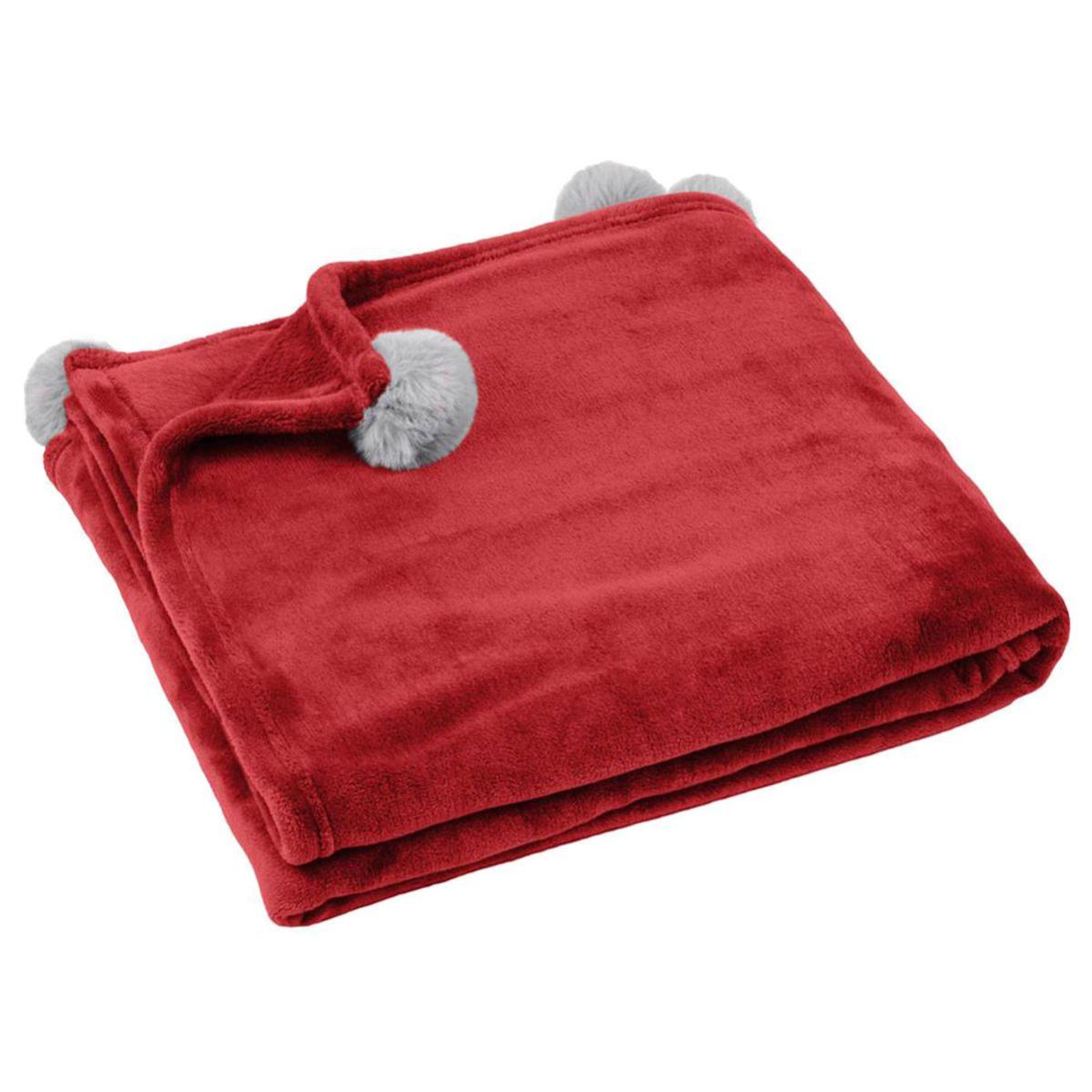 Plaid tout doux Rouge 130 x 160 cm | Leroy Merlin