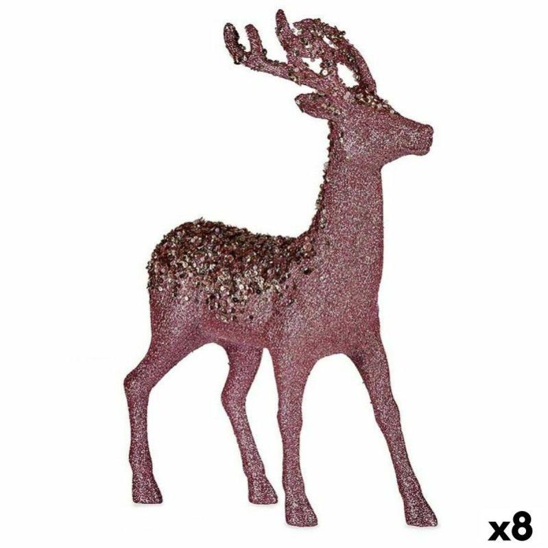 Figurine Décorative renne de noël Rose Plastique 15 x 45 x 30 cm (8 ...