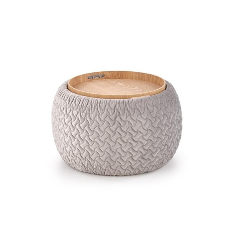 Pouf rond avec fonction de rangement 54 cm x 37 cm - Gris clair ...