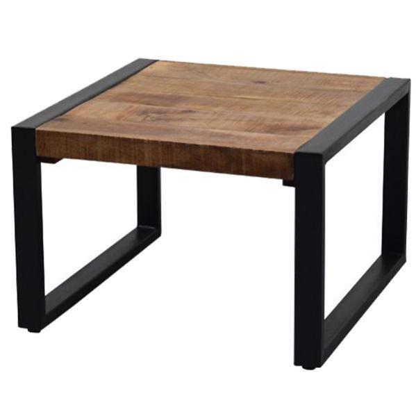 BELEM-Table basse Carrée 60x60 cm, bois de Manguier massif métal noir | Leroy Merlin