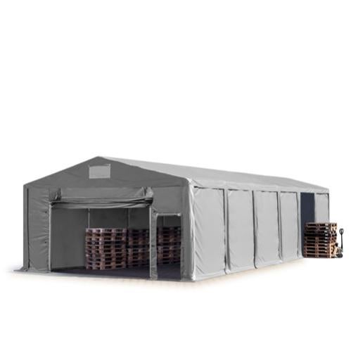 8x16m tenda capannone, altezza 3,0m porta a pacchetto, PVC 850, grigio ...