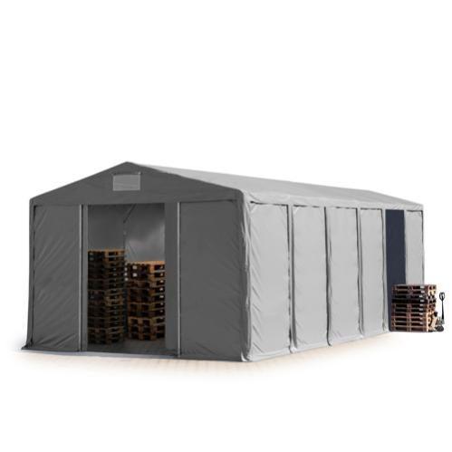 8x16m tenda capannone, altezza 4,0m porta scorrevole, PVC 850, grigio ...