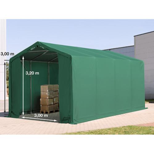 4x8 m hangar, PVC 850, H. 3 m avec portes à fermeture éclair, vert ...