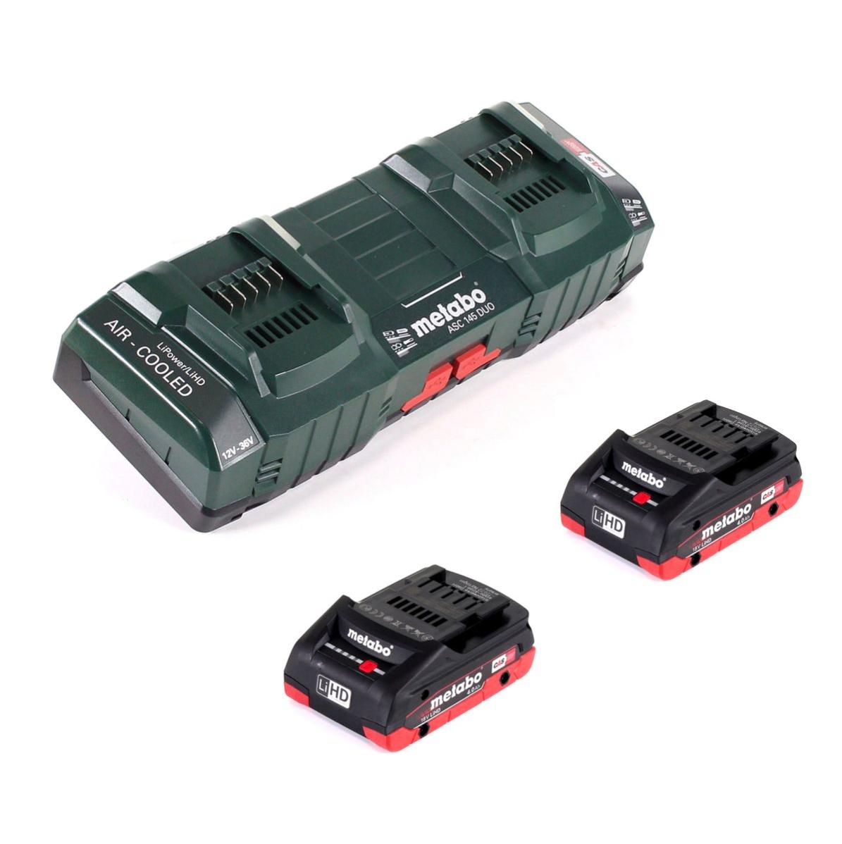 Metabo Basis Set: 2x Batteries LIHD 4,0Ah + Chargeur double ASC 145 DUO ...