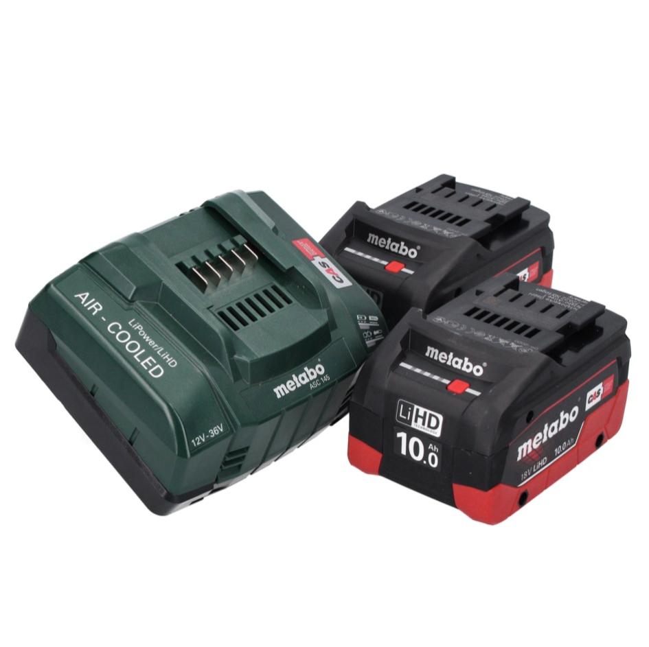 Metabo Set de base 18 V - 2x Batteries 10,0 Ah LIHD + Chargeur ASC 145 ...