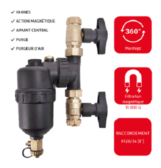 Filtre magnétique 1" pour la protection des installations de chauffage ...