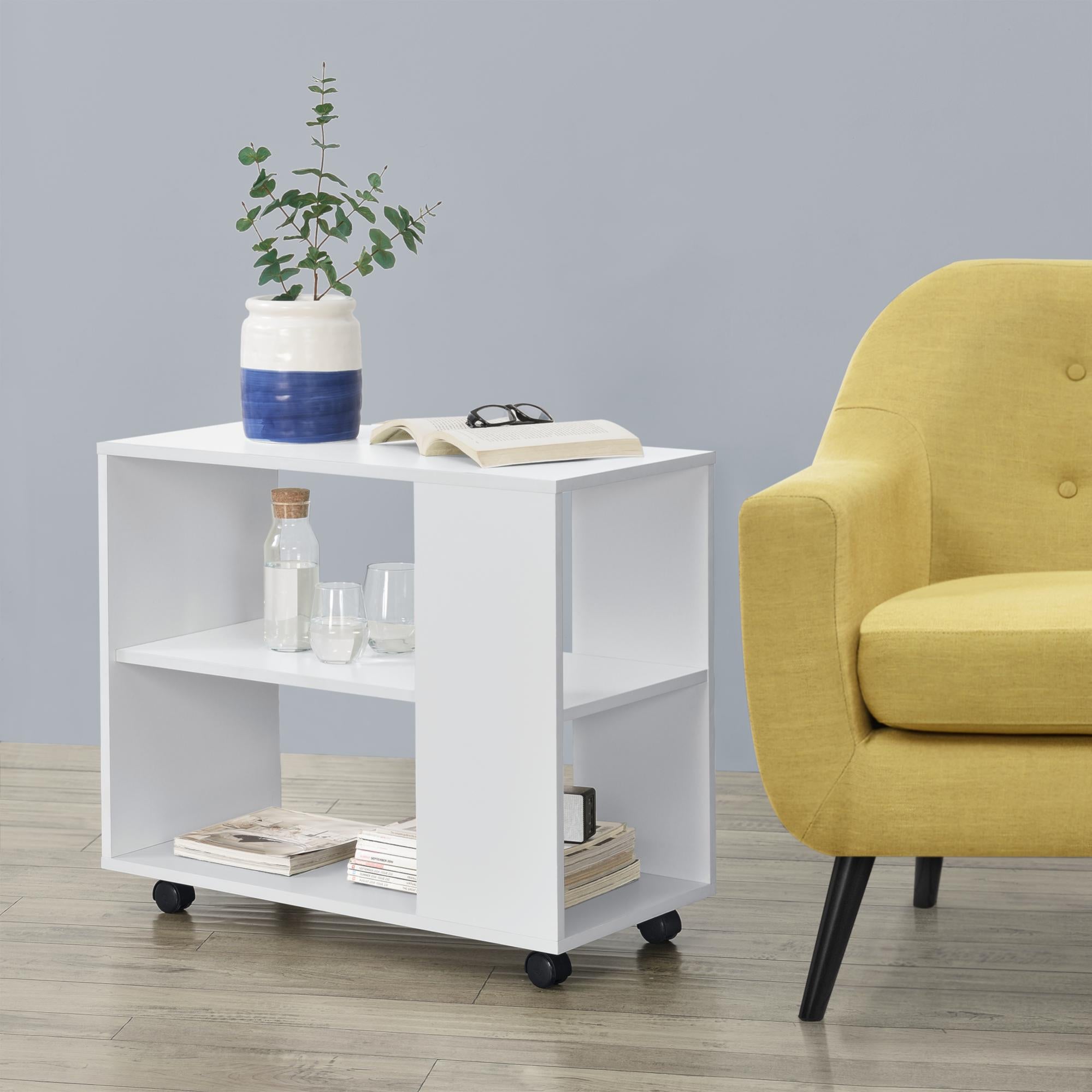 Tavolino Basso da Divano con Ripiani e Ruote 60 x 70 x 35 cm Consolle ...