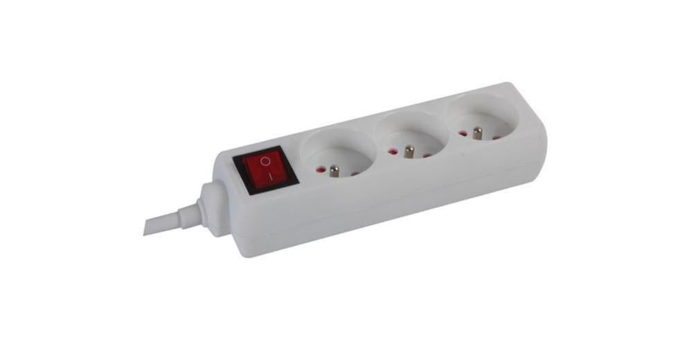 Electricity 3-WAY SOCKET-OUTLET WITH SWITCH - 1.5 m CABLE - FRENCH ...