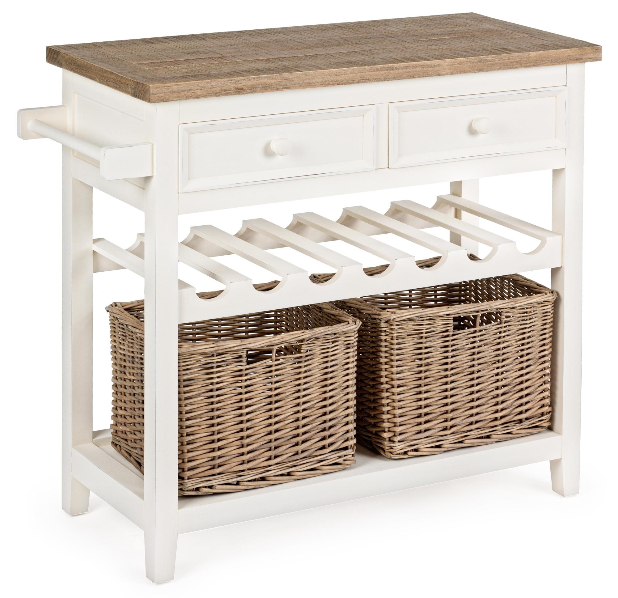 Console en bois blanc 2 tiroirs 2 paniers Elya L 88 cm | Leroy Merlin