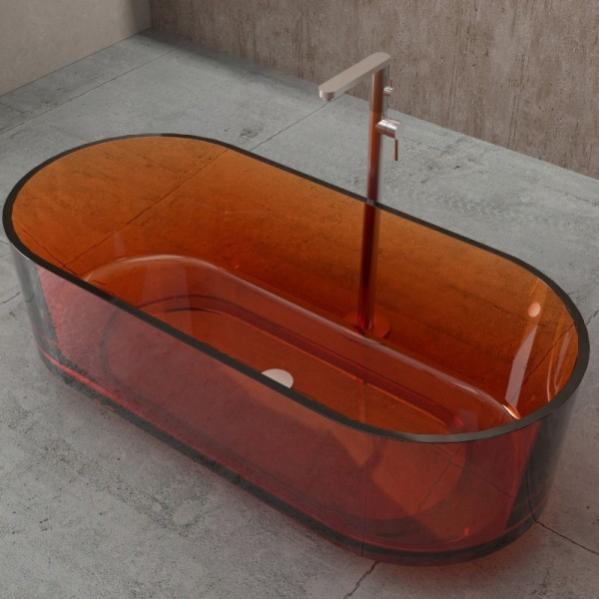 Vasca da bagno freestanding in resina colorata trasparente altair ...