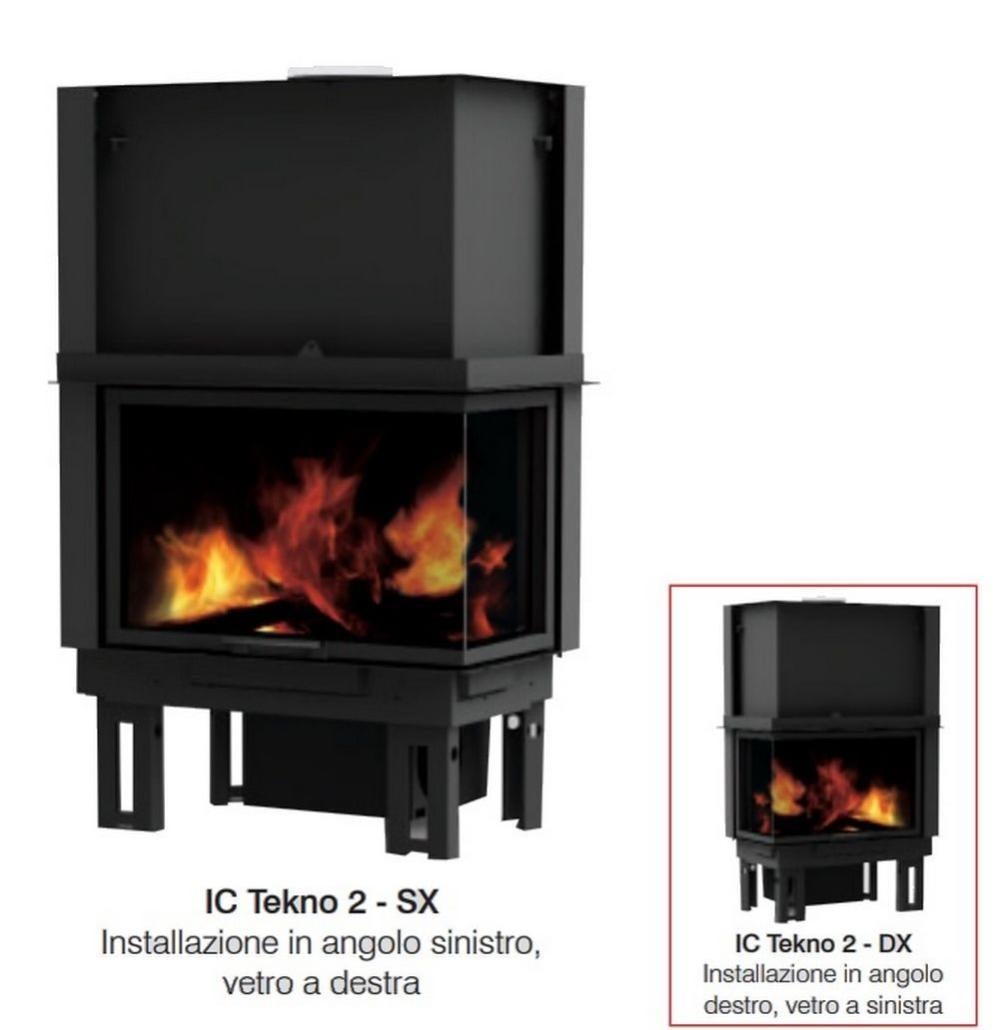 Cheminée à bois Italiana Camini mod. IC Tekno 2 en forme de L | Leroy ...