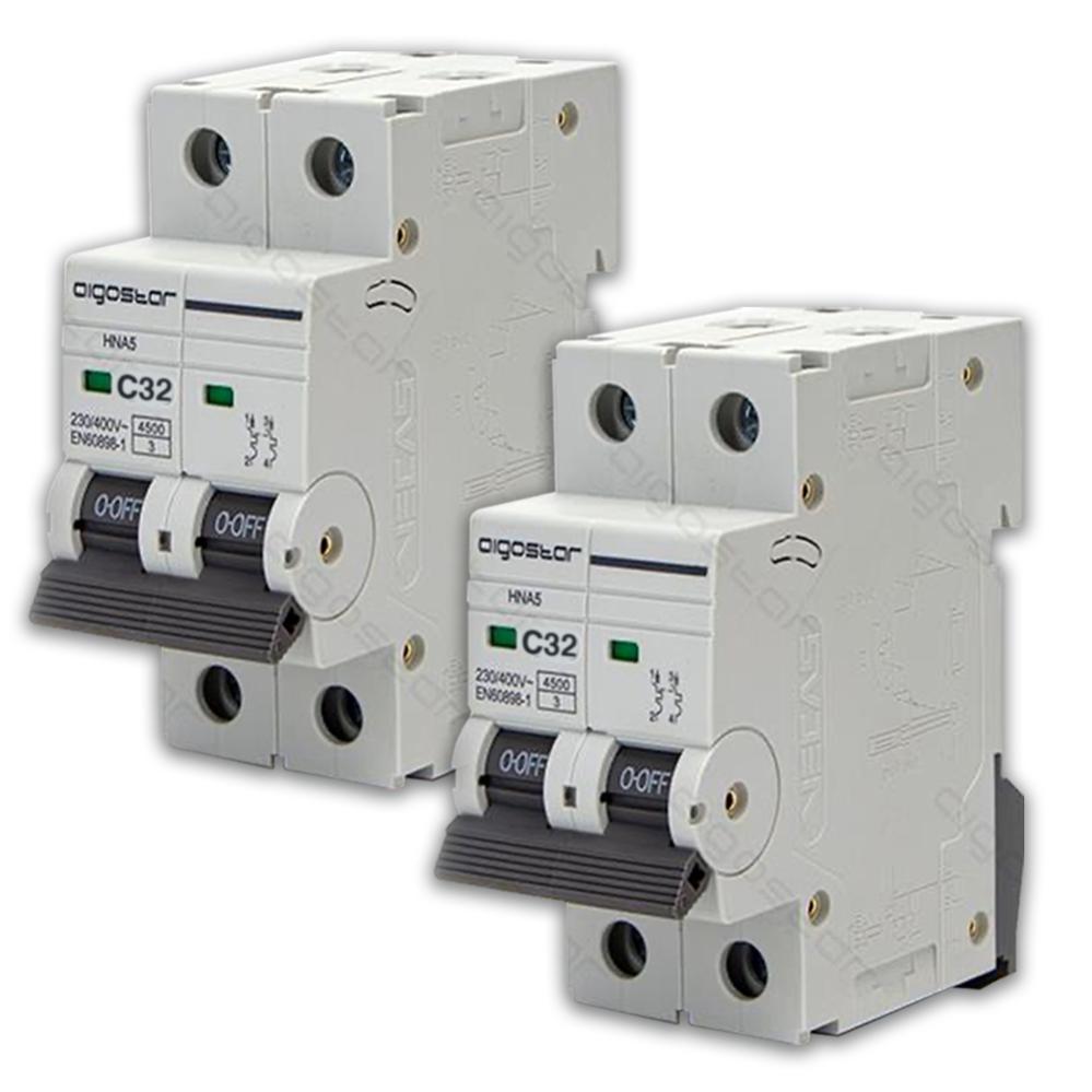 INTERRUTTORE MAGNETOTERMICO 32A AMPERE 2P POSTI CURVA C 2 PEZZI | Leroy Merlin