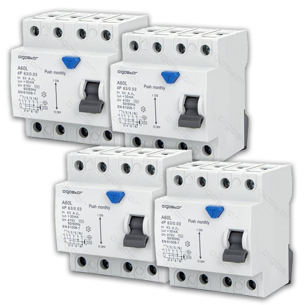 INTERRUTTORE DIFFERENZIALE SALVAVITA 63A 4P AC 30mA 415V 2 PEZZI 4 PEZZI | Leroy Merlin