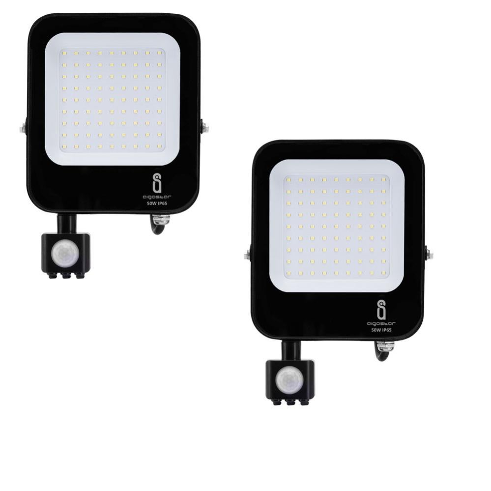 FARO LED 50 WATT FARETTO CON SENSORE CREPUSCOLARE ESTERNO 50W 2 PEZZI ...