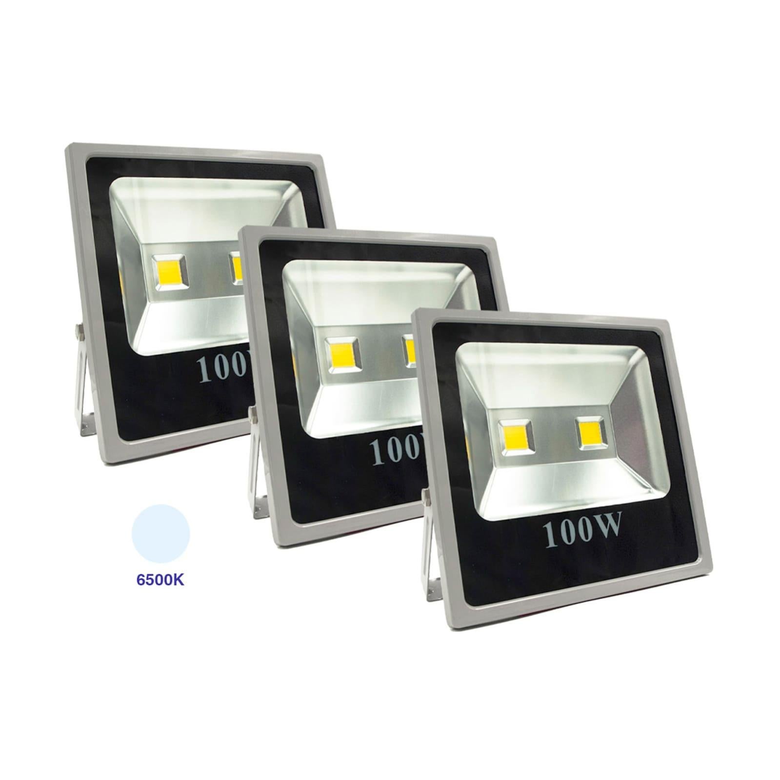 FARO LED ESTERNO 100W SLIM 3 PEZZI IP65 LUCE FREDDA ILLUMINAZIONE PER ...