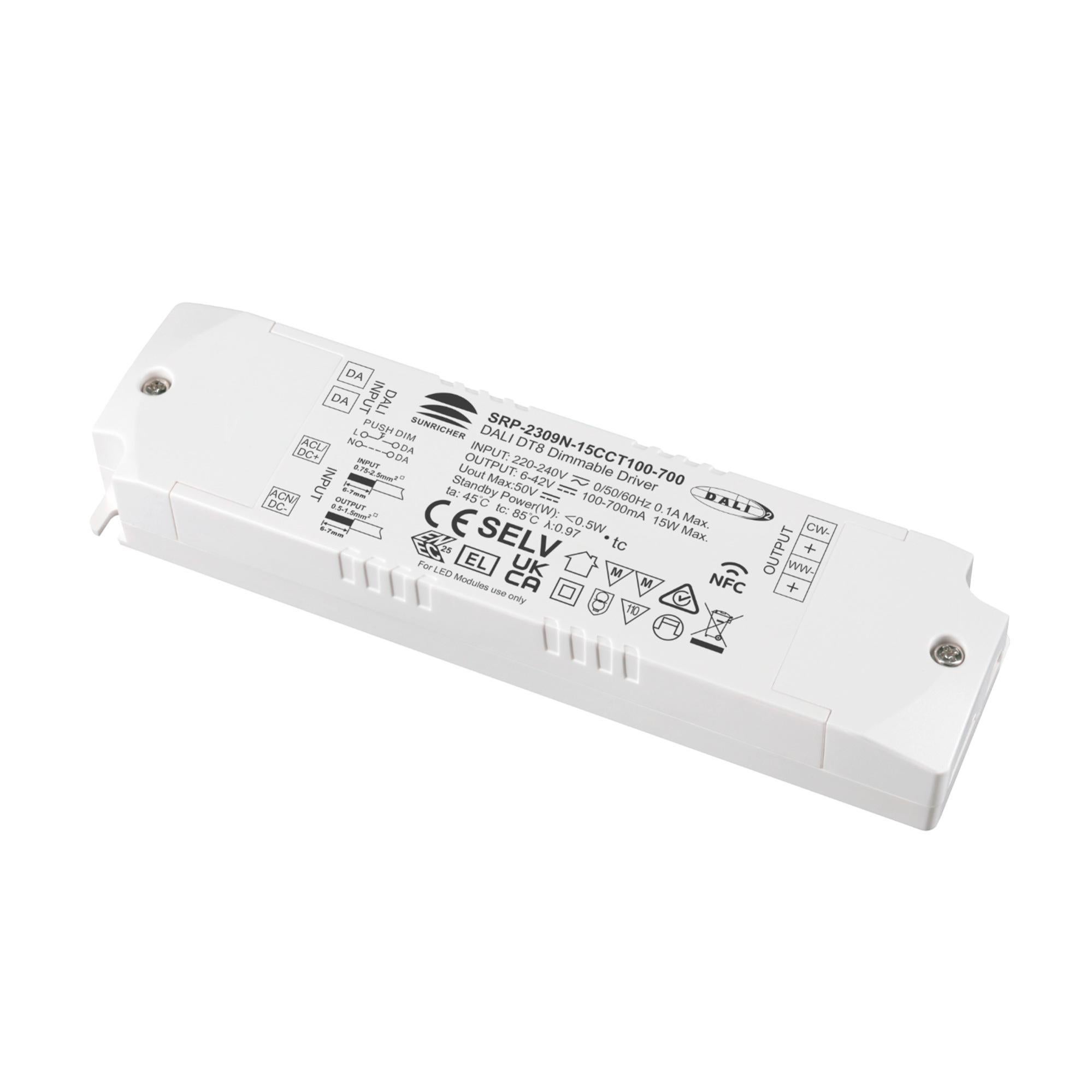 Driver dimmerabile DALI DT8 CCT 220-240V - Uscita 6-42V DC - 100-700mA ...