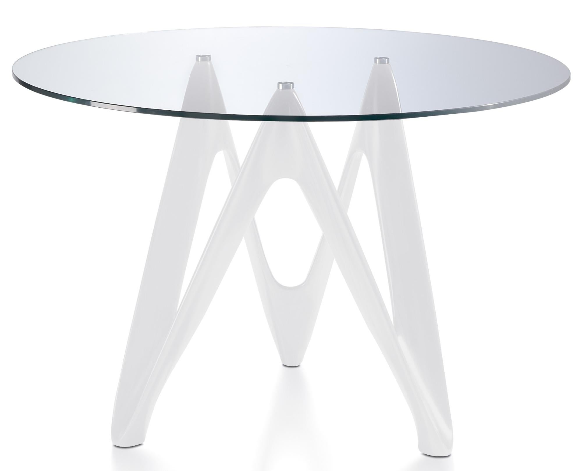 Table ronde design fibre de verre laqué blanc Perla-Dimensions D 110 x ...