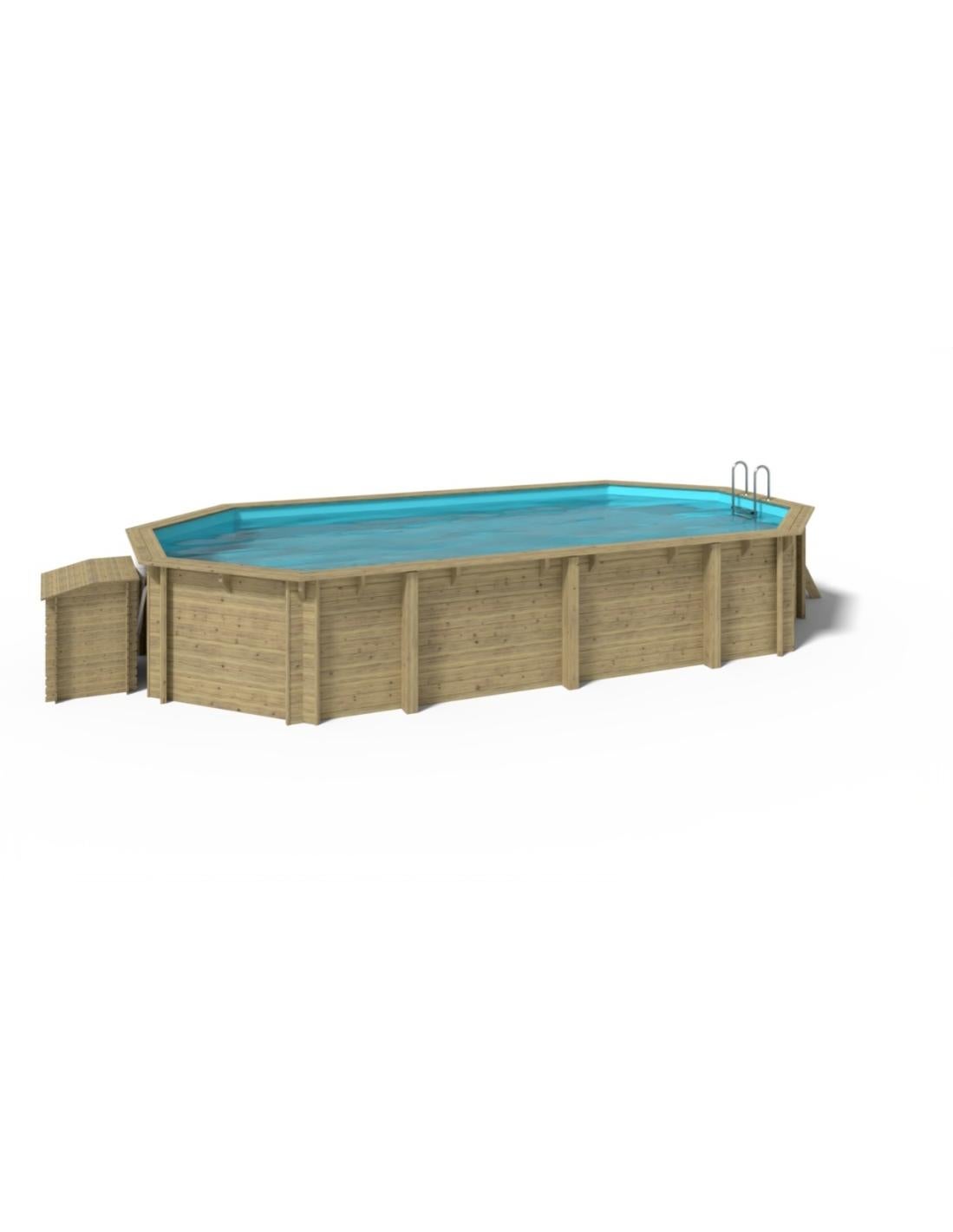 Piscina in legno 8,57x4,57 - H.1,45 m - locale tecnico in legno incluso ...
