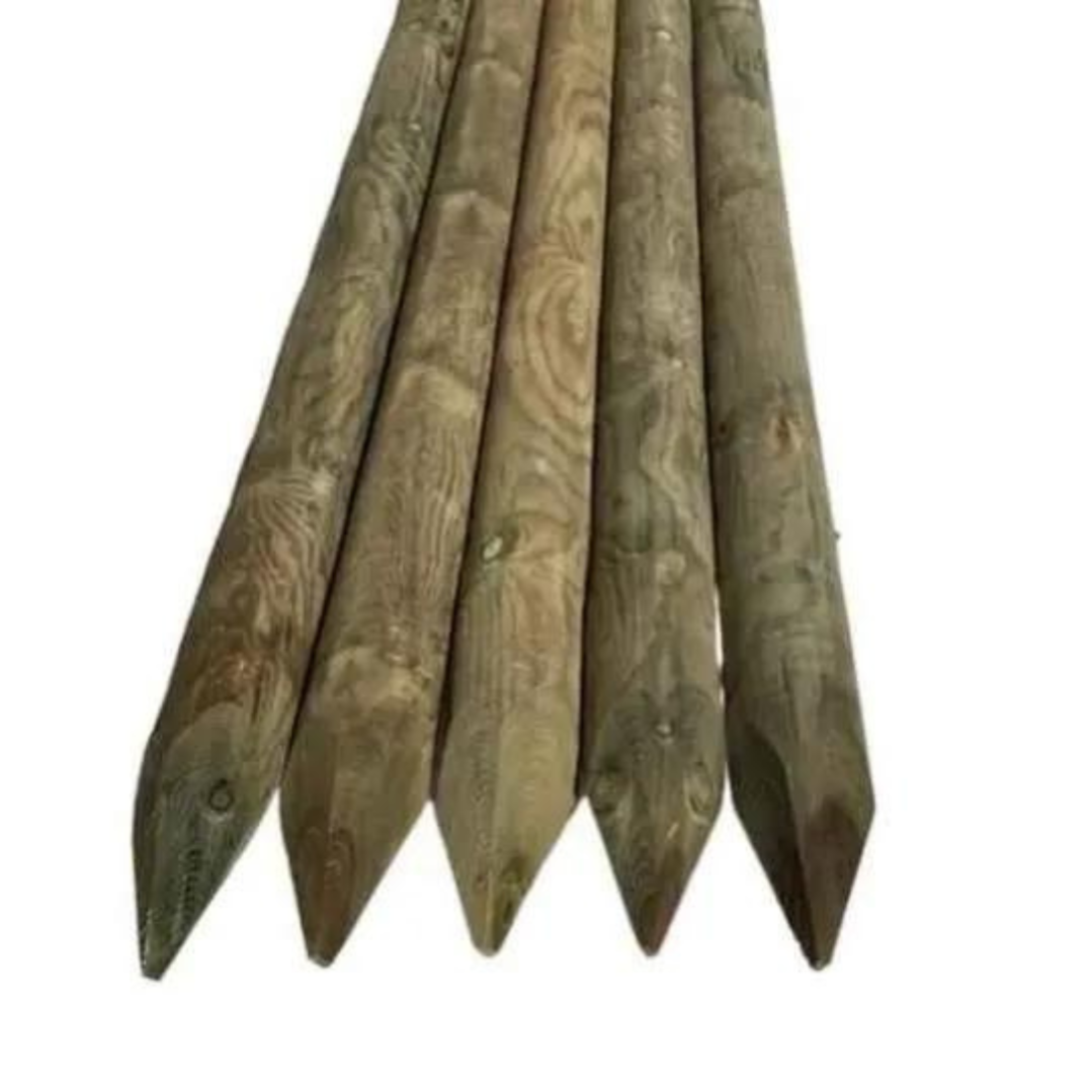 Pack De 5 Poteaux Ronds En Pin Traité Et Calibré De 100x1500 Mm Avec Pointe Leroy Merlin