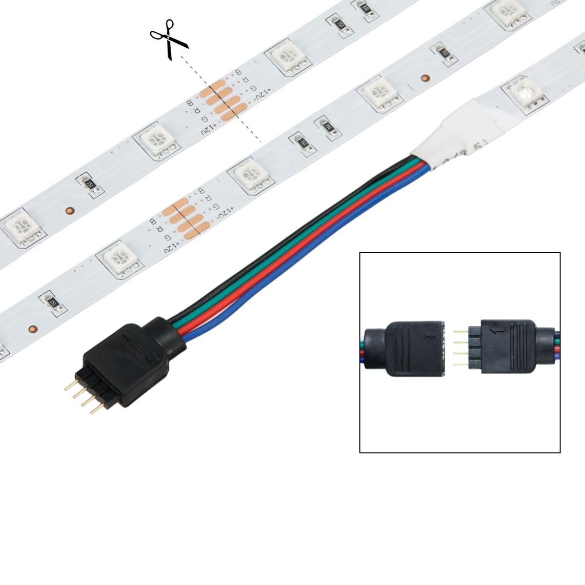 Kit Strisce Led Rgb Lumina Multicolora 5 M Con Telecomando 24 Tasti E ...
