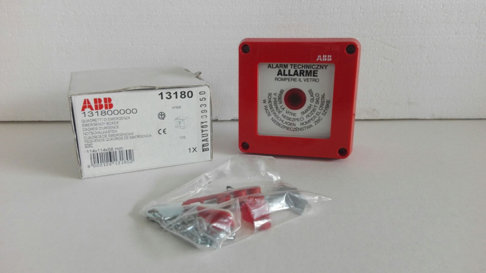 Abb quadretto emergenza rosso rottura vetro parete con pulsante e ...