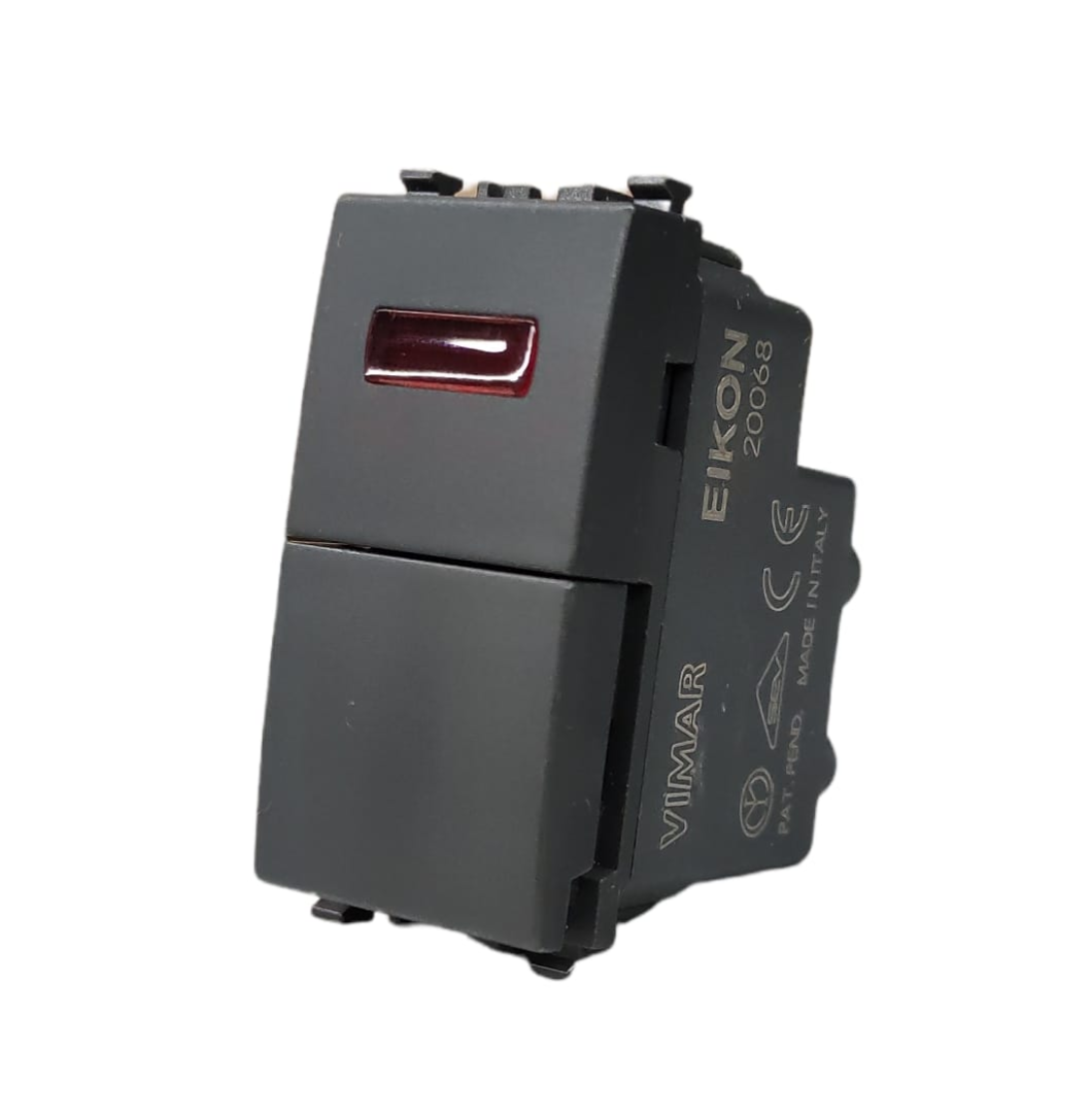 Vimar 20068 r pulsante 1p no 10a spia rossa grigio - Nuovo | Leroy Merlin