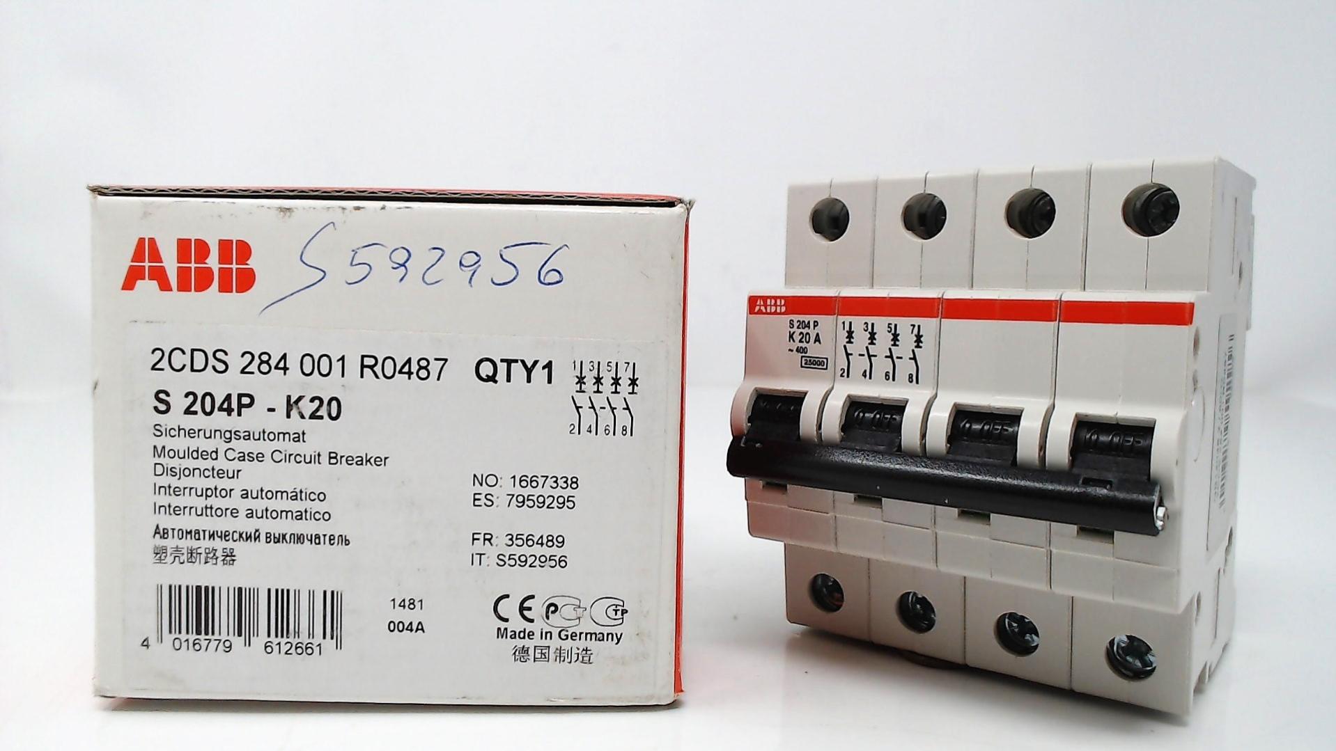 Abb s204 p k20 interruttore automatico 25ka 4p 4 moduli s592956 - Nuovo ...