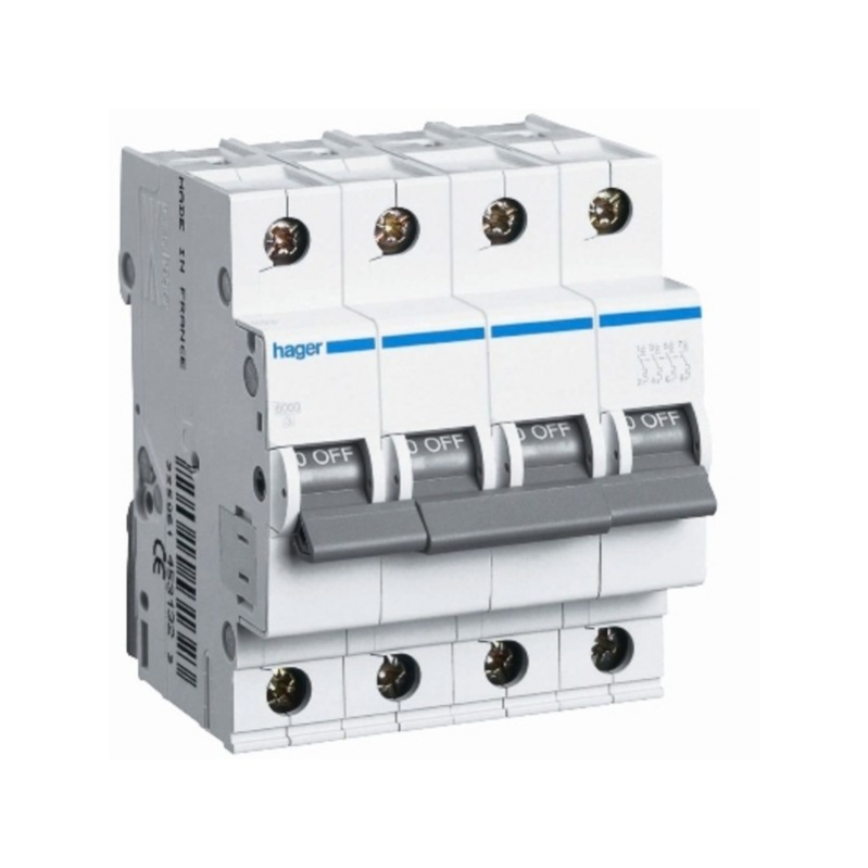 Hager interruttore automatico magnetotermico 4p 4 poli 4x6a 6ka curva c 4 moduli din - Nuovo ...