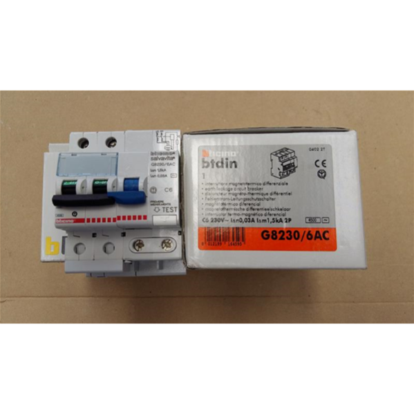 Bticino magnetotermico differenziale ac 2p 6a 4,5ka 30ma 0,03a g8230//6ac salvavita - Nuovo ...