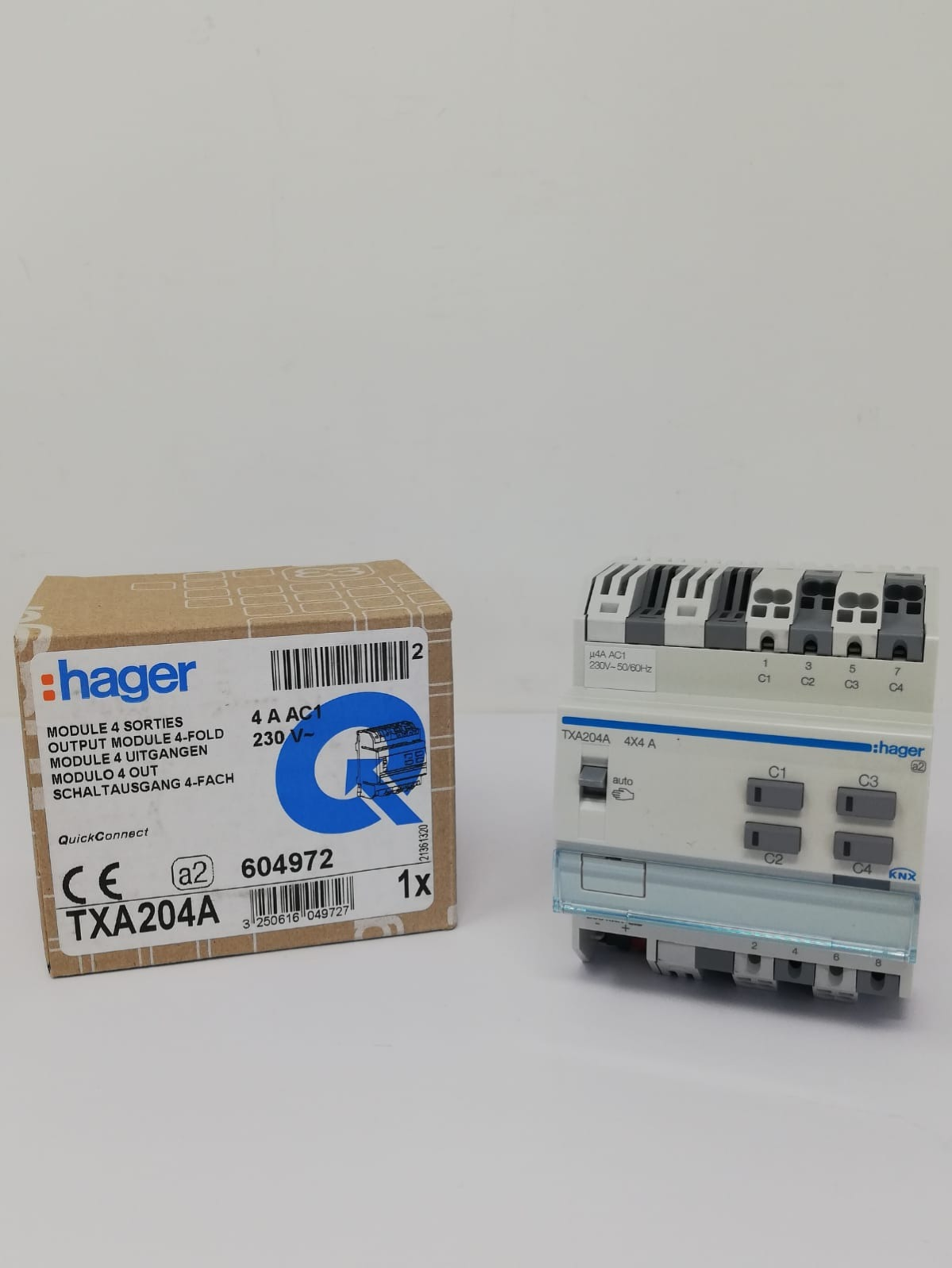 Hager modulo knx tp konnex connex 4 out uscite 4a ac1 230v 4 moduli ...