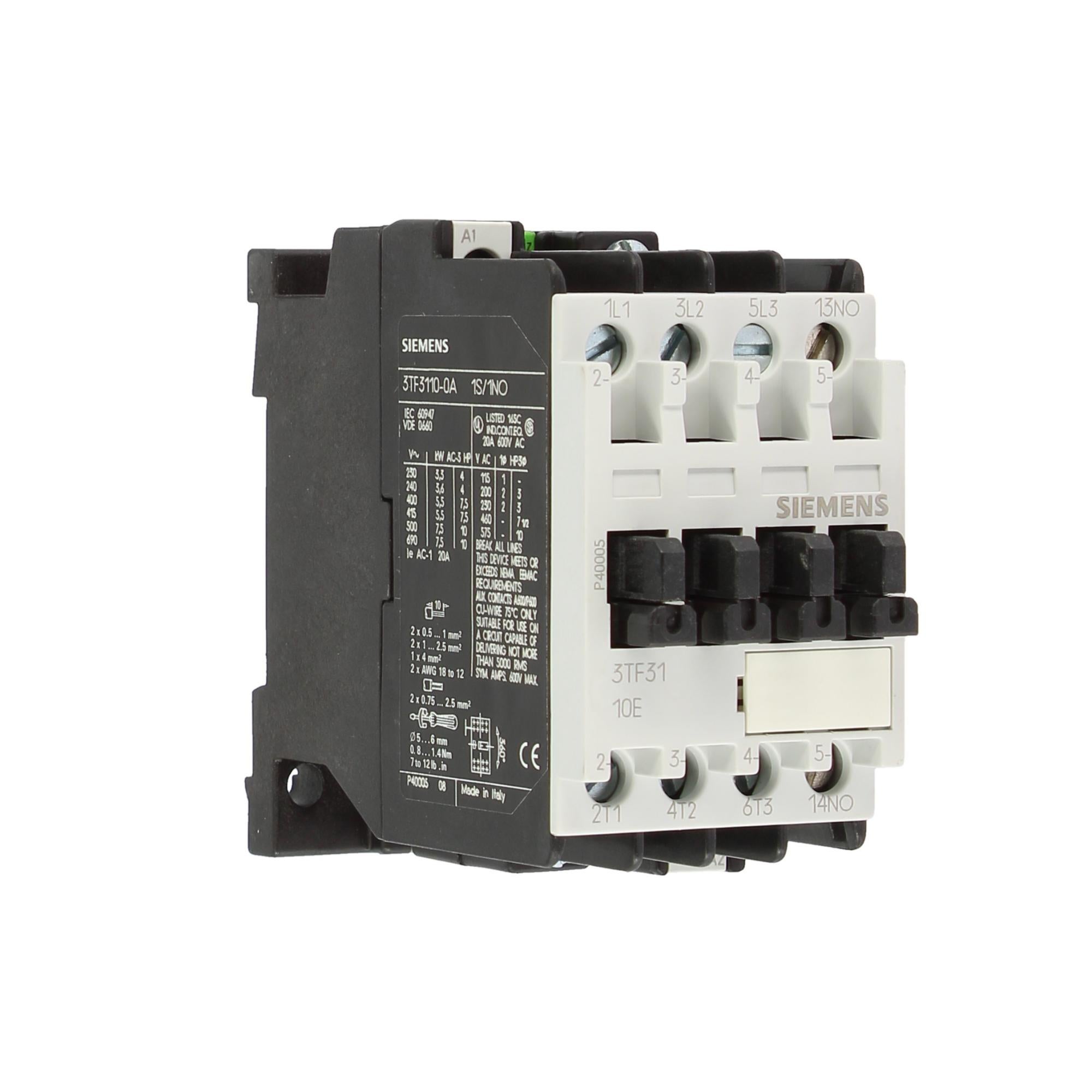 Siemens 3tf31100ag2 contattore 5,5kw 400/380v 230v 110vac - Nuovo ...