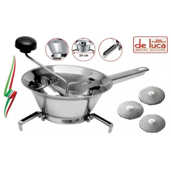 PASSAVERDURE A MANOVELLA IN ACCIAIO CM 24 CON 3 DISCHI INTERCAMBIABILI ...