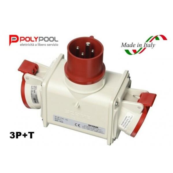 ADATTATORE INDUSTRIALE CEE TRIFASE DOPPIA PRESA + SPINA 16A 3P+T 380/ ...