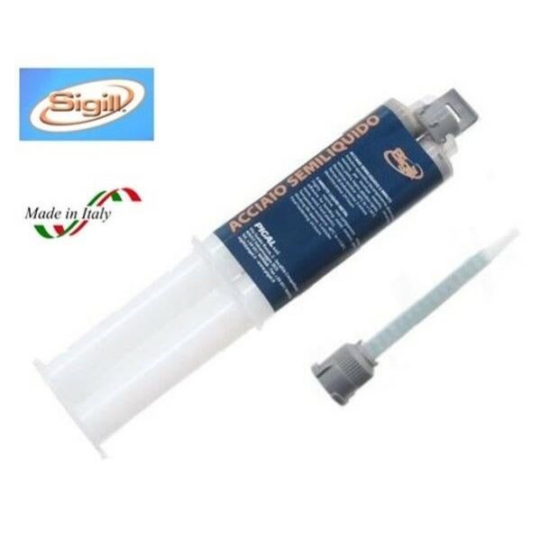 COLLA ACCIAIO SEMILIQUIDO 5 MINUTI 25ml CON SIRINGA MISCELATORE SIGILL ...