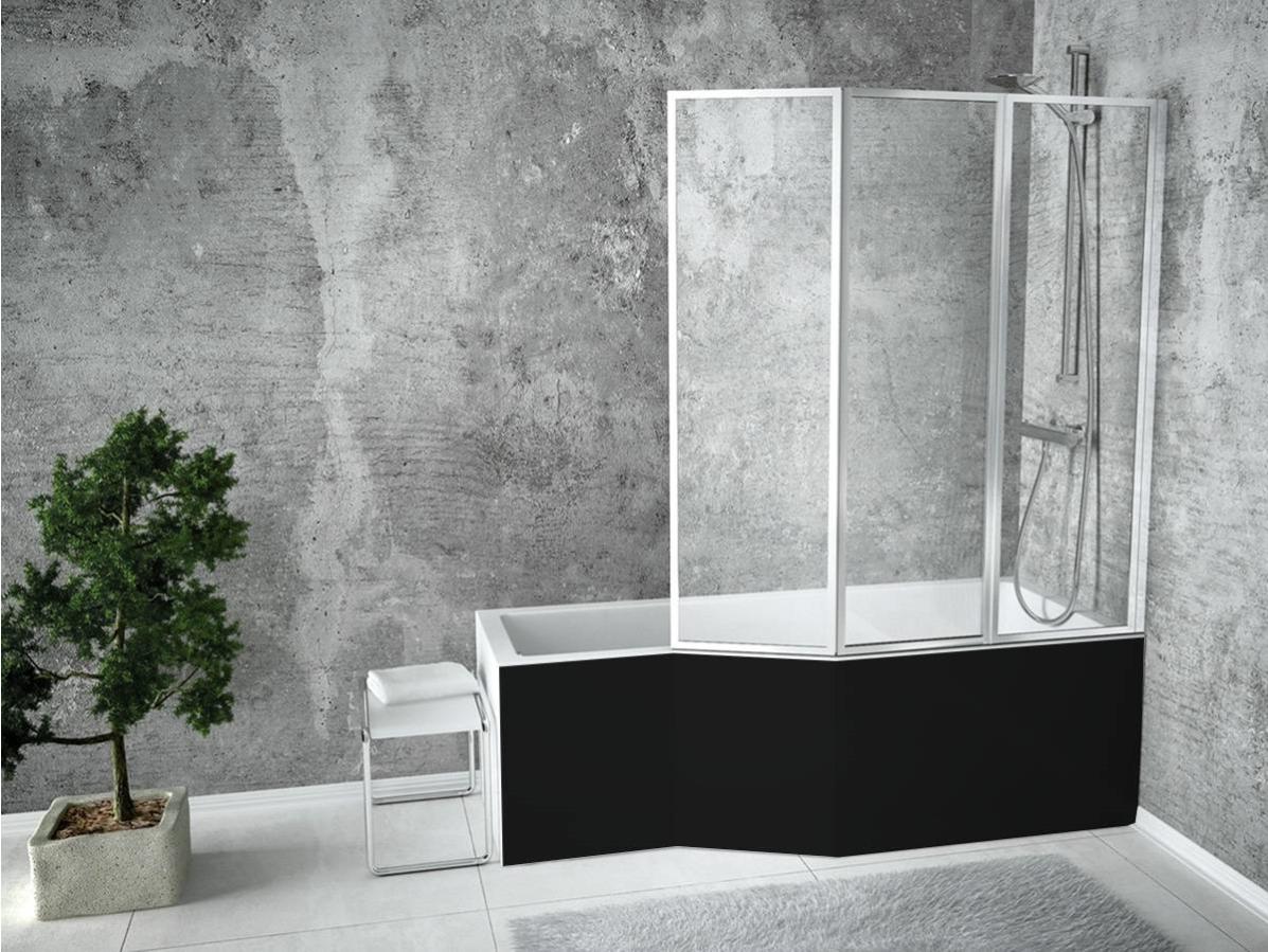 Baignoire bain douche avec pare baignoire et 3 volets - droit - avec ...