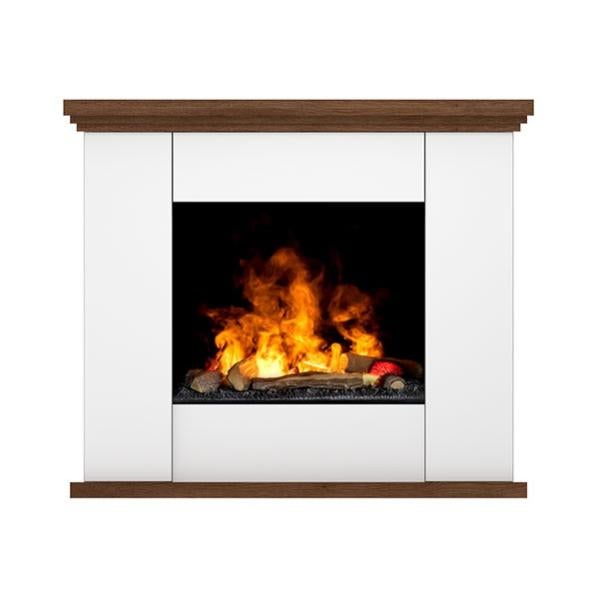 NORTE - Caminetto elettrico autoportante a LED - Bianco opaco / Rovere ...