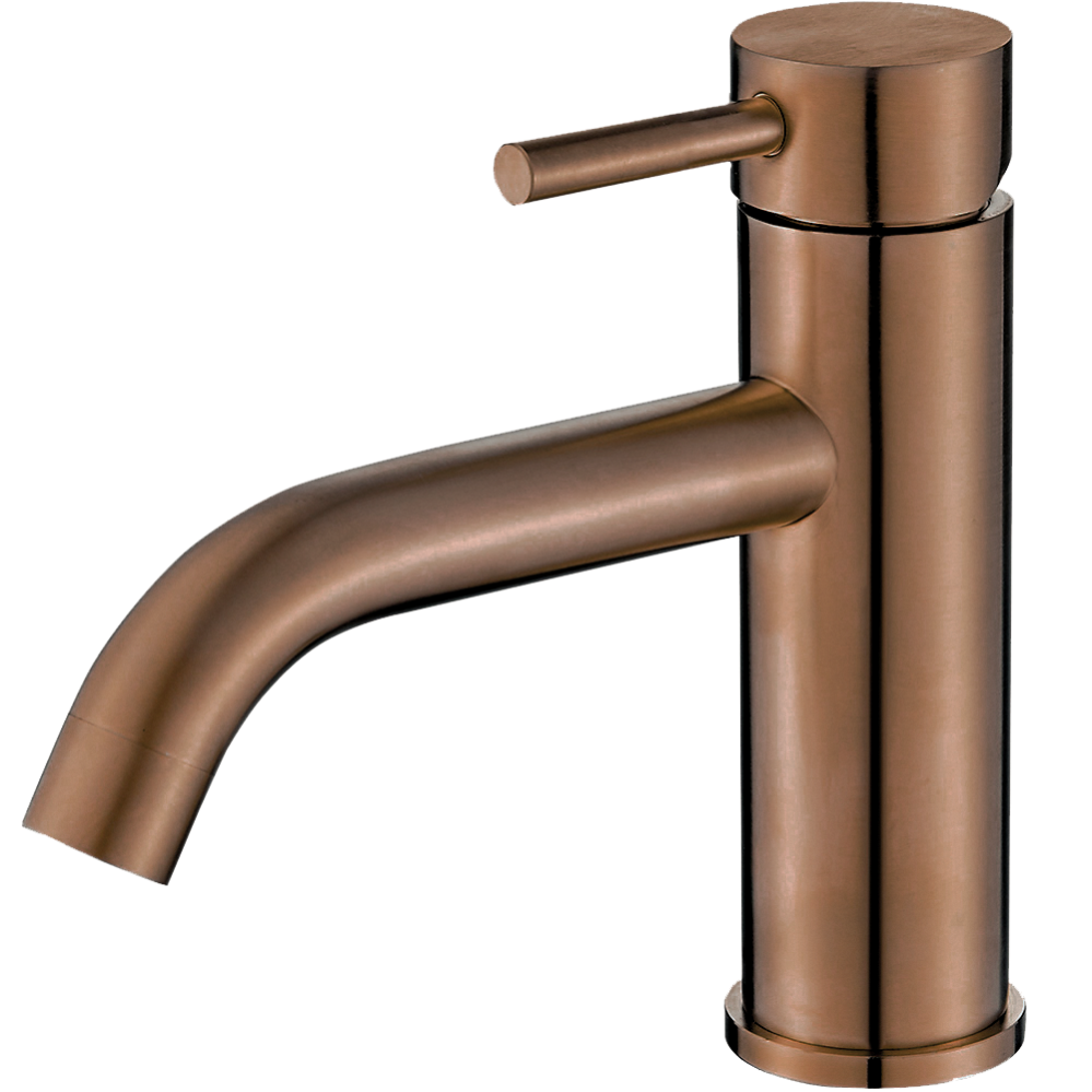 VALAZ Rubinetto per lavabo monocomando rotondo in oro rosa spazzolato ...