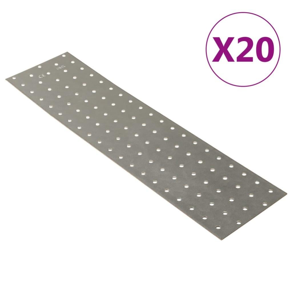 VidaXL Piastre Forate 20 pz 2 mm 400x100 mm Acciaio Zincato | Leroy Merlin