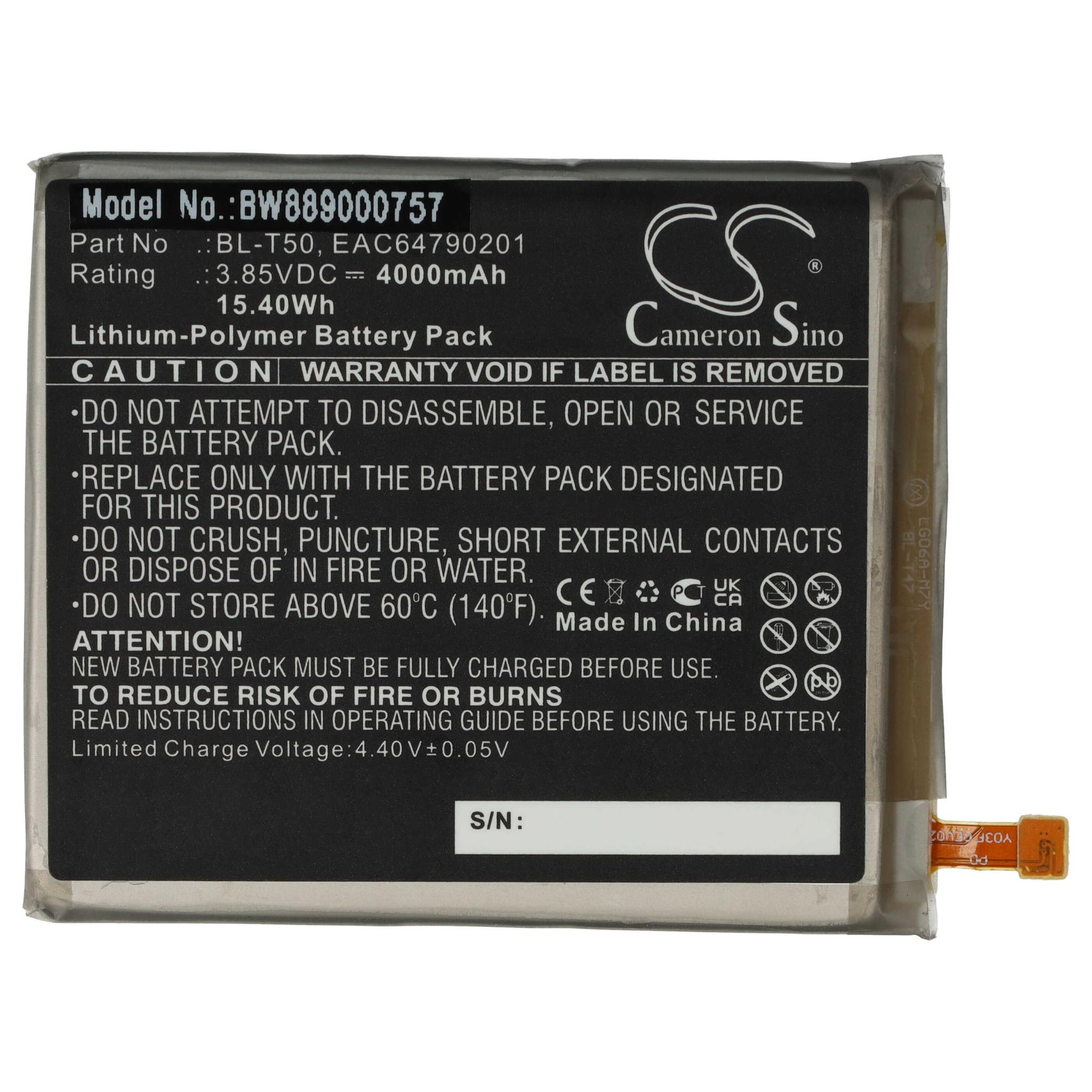 Vhbw Batterie remplacement pour LG BL-T50, EAC64790201 pour téléphone portable (4000mAh, 3,85V ...