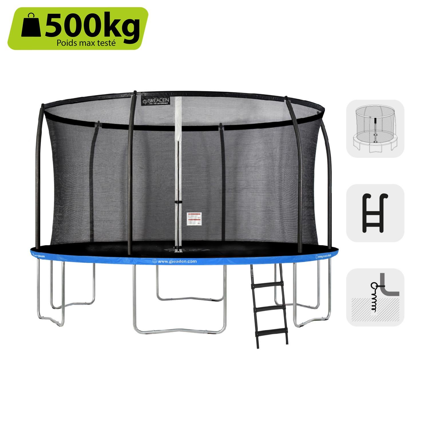 Trampoline De Jardin Greaden Freestyle Bleu 430 Ø 427cm+échelle+kit D ...