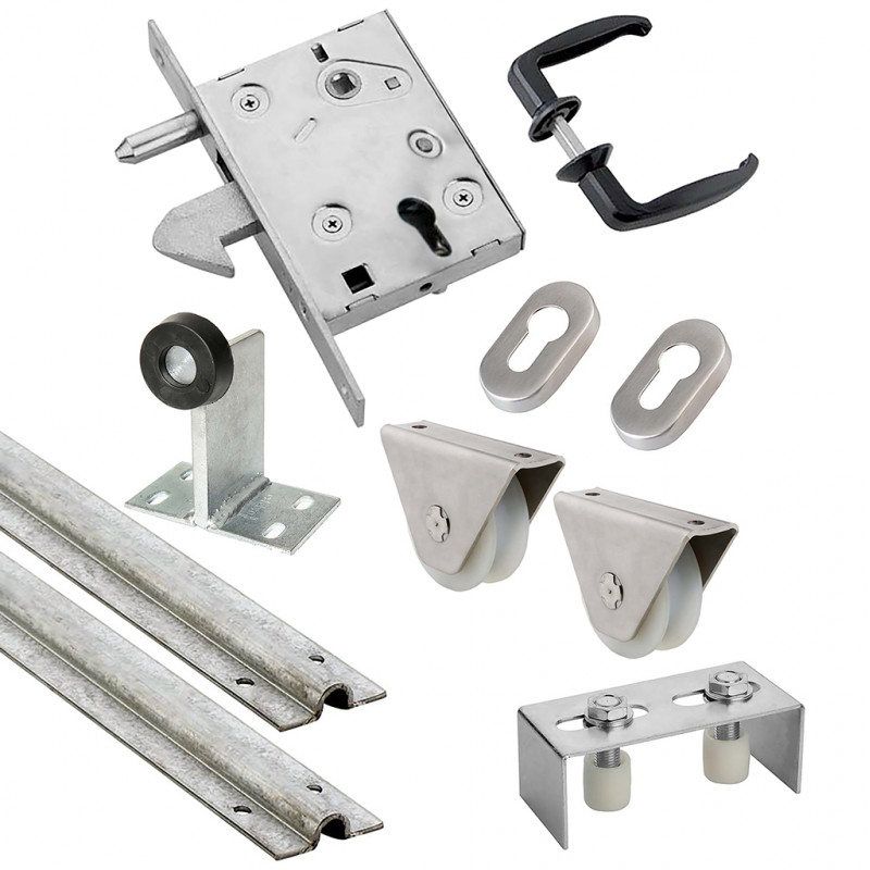 Kit complet portail coulissant roue nylon gorge U en applique Ø100x20mm ...