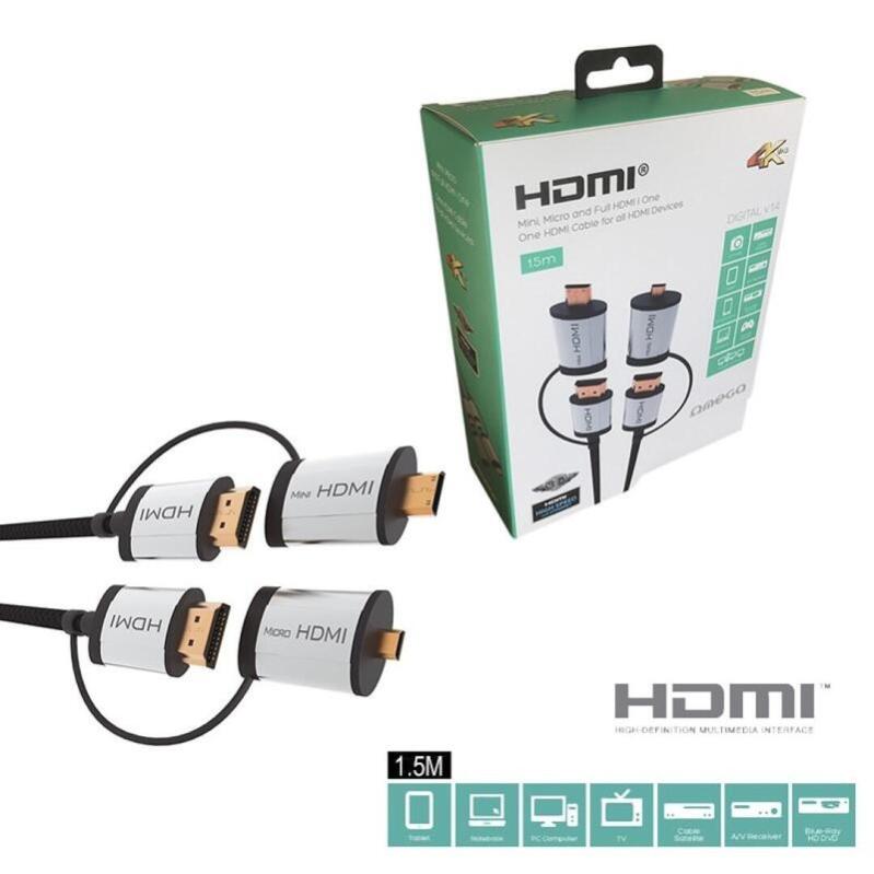 C ble HDMI Omega 1,5m + adaptateur. mini-hdmi et micro-hdmi | Leroy Merlin