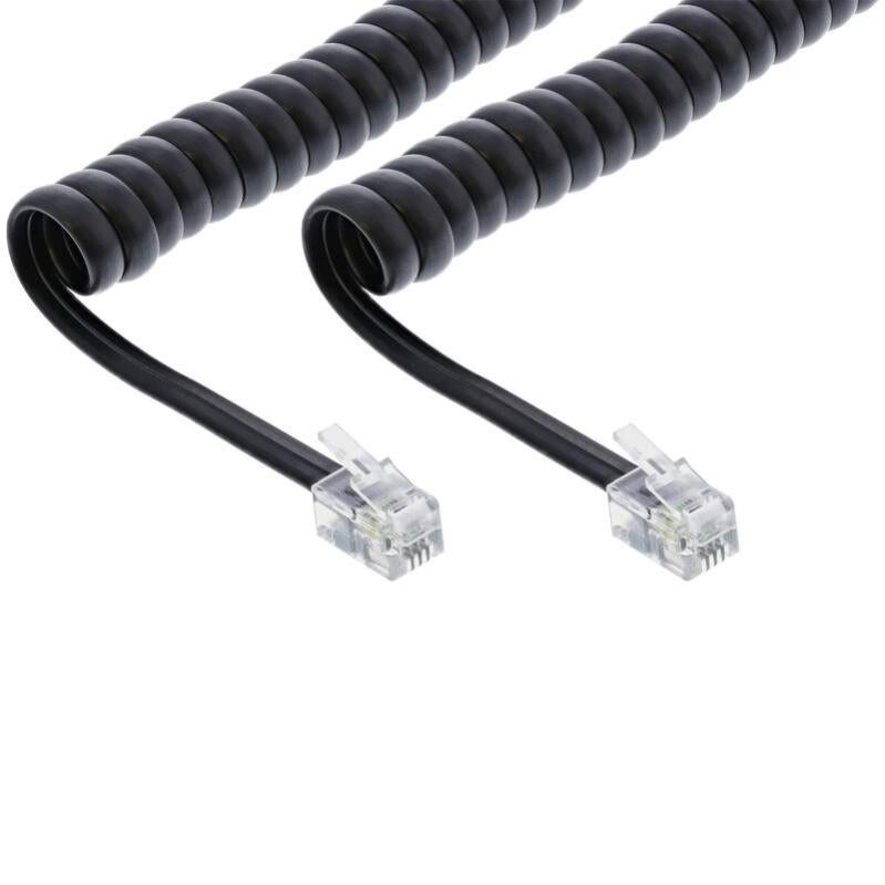 Cable telefÓnico en espiral inline rj10 4p4c negro 2m | Leroy Merlin