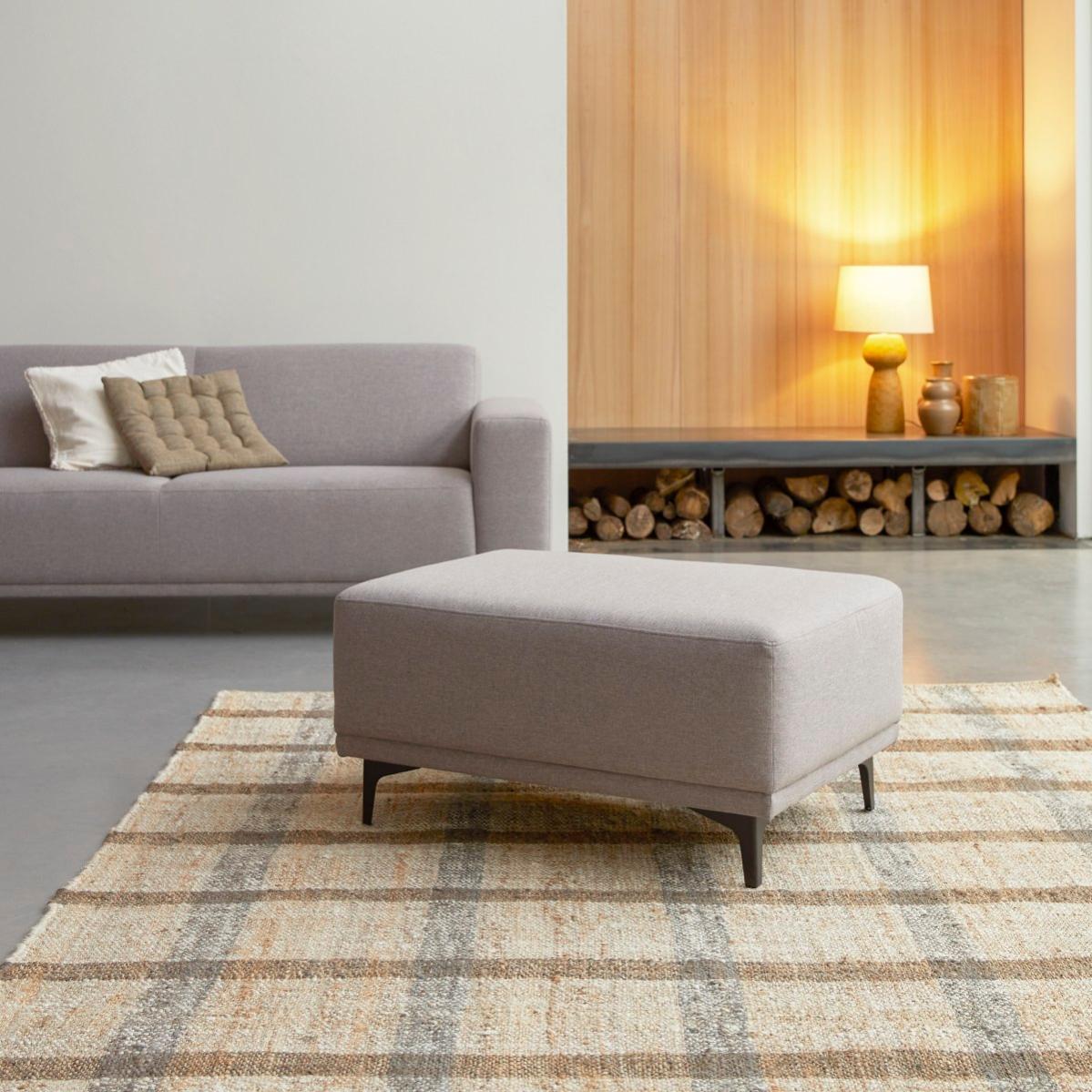 Tikamoon Repose-pieds en tissu gris taupe Lars | Leroy Merlin