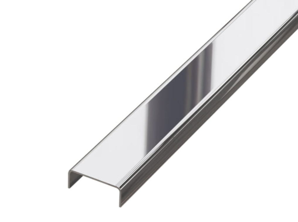 Perfil C en acero inoxidable rectificado en plata pulida - 2440 mm x 10 ...
