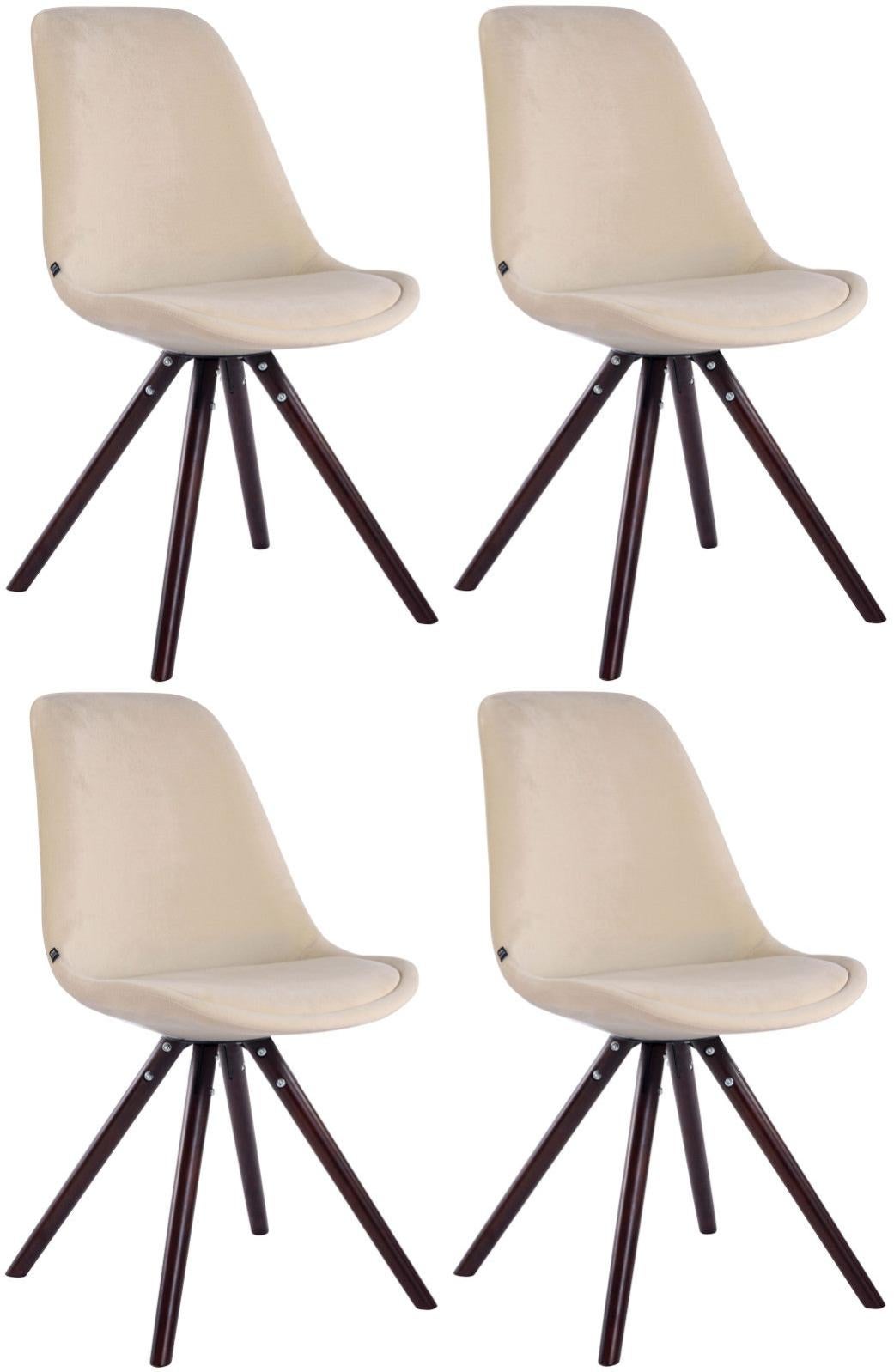 4 chaises de salle à manger style scandinave en velours crème pieds ...