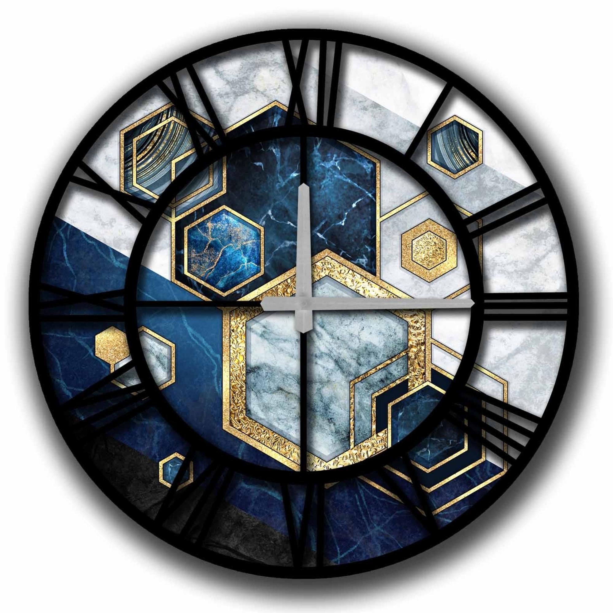 Reloj decorativo MDF dorado y azul | Leroy Merlin