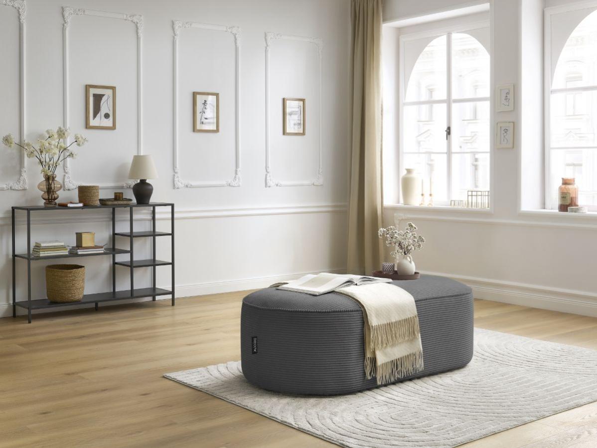 BOBOCHIC Pouf pour canapé modulable ROUSSEAU velours côtelé Gris foncé ...